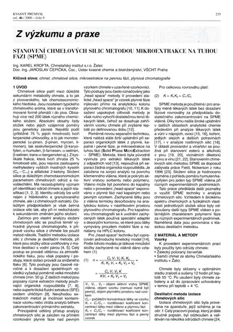 Pdf Determination Of Hop Oils Using The Solid Phase Microextraction