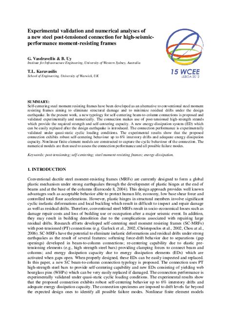 Pdf Experimental Validation And Numerical Analyses Of A New Steel