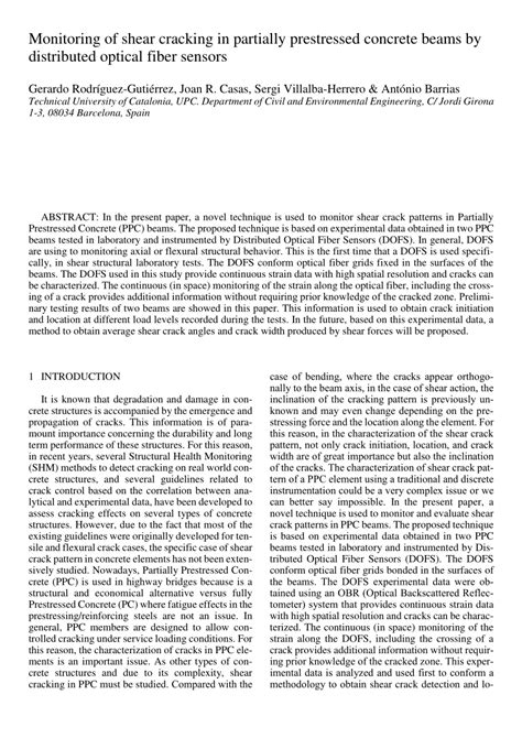 Pdf Monitoring Of Shear Cracking In Partially Prestressed Concrete Beams By Distributed