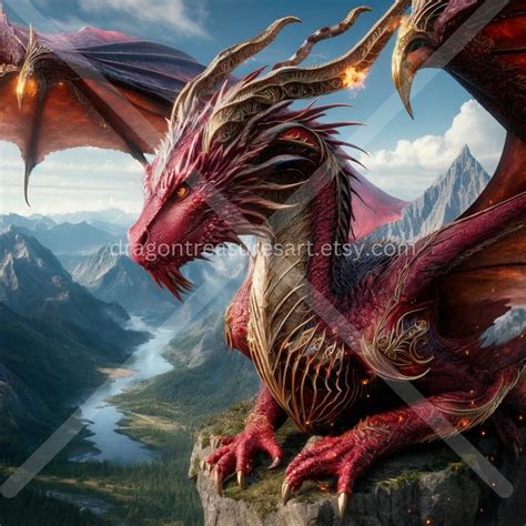 Ruby Red Dragon Download Digital Art Instant Downloadable Wallpaper