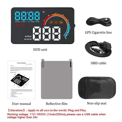 Car Head Up Display Obd2 Gps Display Windshield Pr Grandado