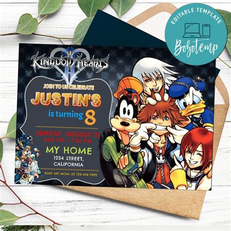 Kingdom Hearts Invitation Customizable Template Diy Bobotemp