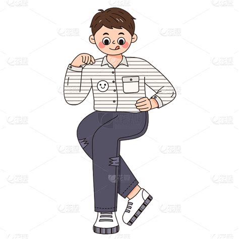 手绘 孟菲斯风贴纸 SVG 男生1