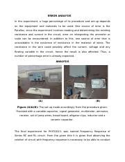 Lab Report 6 Docx ERROR ANALYSIS In This Experiment A Huge Percentage Of Its Procedure And Set