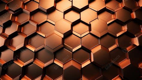 This Wallpaper Gives You Golden Hexagons Against A Brown Powerpoint Background For Free Download