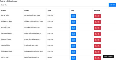 geektrust admin project codesandbox