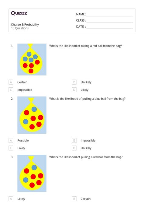50 Probability Worksheets For 4th Class On Quizizz Free And Printable