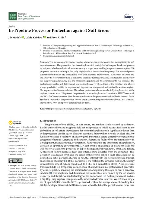 Pdf In Pipeline Processor Protection Against Soft Errors Pdf In Pipeline Processor Protection Against Soft Errors