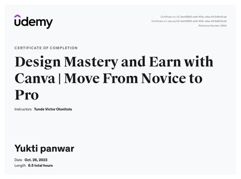 Udemy Course Completion Certificate Yukti Panwar