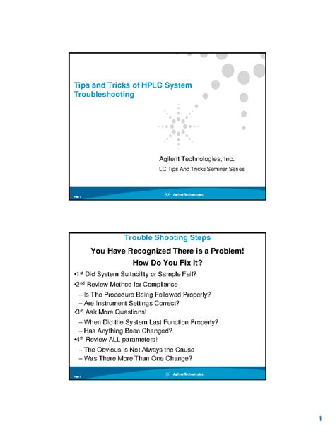 Tips And Tricks HPLC Troubleshooting Page 1 Tips And Tricks Of HPLC System Troubleshooting