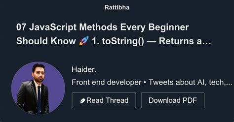 07 javascript methods every beginner should know 🚀 thread from haider