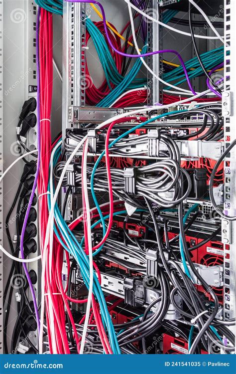 Network Cables Connected Into Server Inside Data Center Stock Image Image Of Information