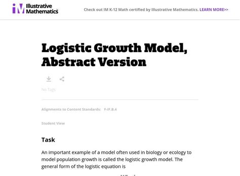Illustrative Mathematics F If Logistic Growth Model Abstract Version Lesson Plan For 9th