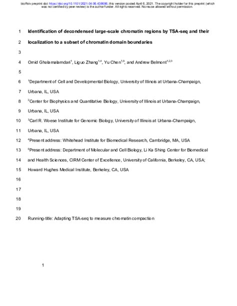 Pdf Identification Of Decondensed Large Scale Chromatin Regions By Tsa Seq And Their