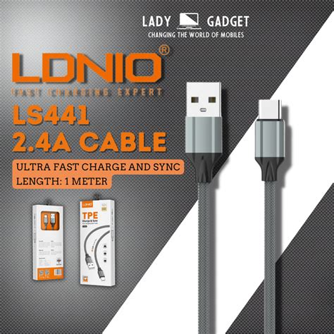 Ldnio Ls441 24a Usb Data Cable Type C Micro Ios Charge And Sync 1m