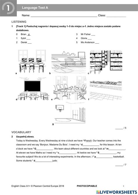 Liveworksheets English Class A1 Unit 1