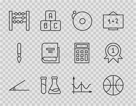 Set Line Acute Angle Basketball Ball Ringing Alarm Bell Test Tube And Flask Abacus Book