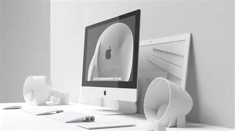 최소한의 데스크탑 Pc 개념 창조적 인 3d 렌더링 및 흰색 배경에 그림 데스크탑 Pc 데스크탑 컴퓨터 배경 일러스트 및