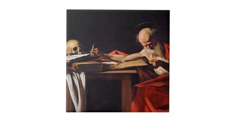 Saint Jerome Writing By Michelangelo Caravaggio Tile Zazzle