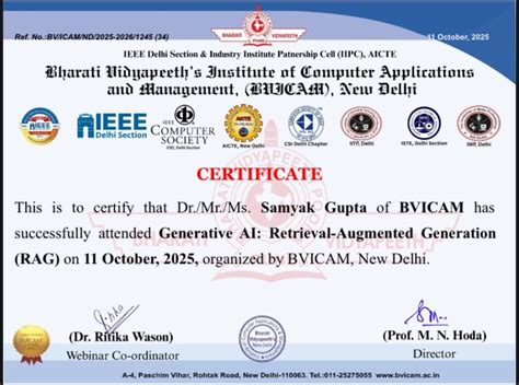 Generativeai Rag Artificialintelligence Machinelearning Bvicam
