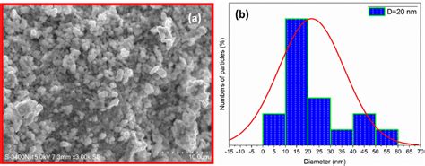 A Sem Image And B Particle Size Histogram Of Download Scientific Diagram