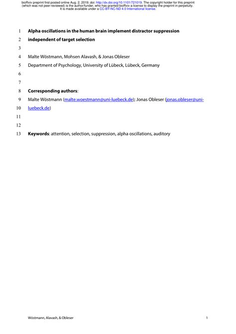 Pdf Alpha Oscillations In The Human Brain Implement Distractor