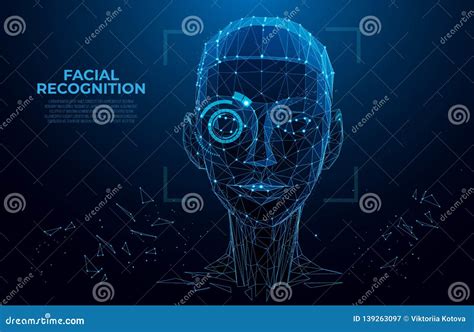 Face Recognition Cyber Women Robot Face Facial Recognition System Concept Biometric Scanning