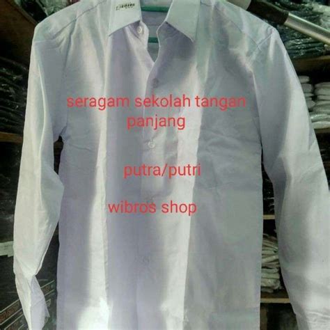 Jual Seragam Sekolah Baju Kemeja Putih Panjang Smp Sma Putra Putri Jumbo Kemeja Putih Panjang