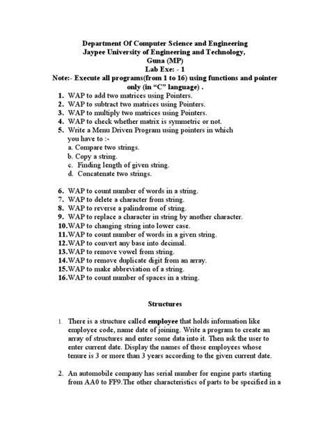 Lab 1 Pdf String Computer Science Pointer Computer Programming
