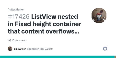 Listview Nested In Fixed Height Container That Content Overflows Bug · Issue 17426 · Flutter