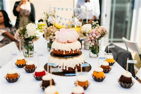 Tiered Nothing Bundt Cake With Drizzle Frosting Diy Flag Banner Mini Bundtinis
