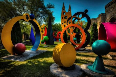 Jardim De Esculturas Repleto De Esculturas Imaginativas E Coloridas Criadas Com Ia Generativa