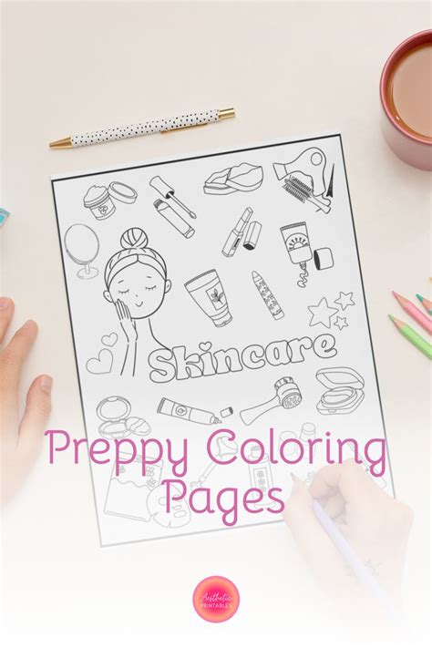 Preppy Coloring Pages Preppy Coloring Book Printable Easy Aesthetic