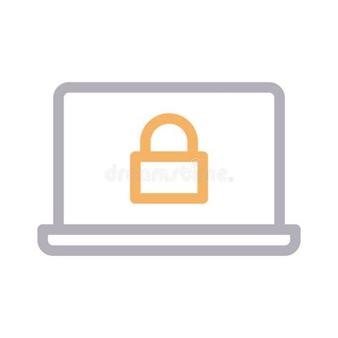 Secure Laptop Thin Line Color Vector Icon Stock Vector Illustration Of Isolated Access 146718205