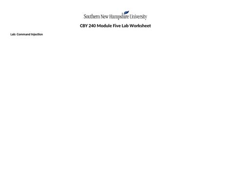 CYB Module Five Lab Worksheet CYB CBY Module Five Lab Worksheet Lab Command