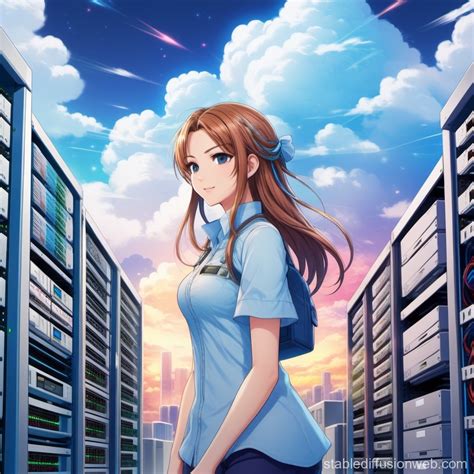 Lady Cloud Network Architect In Data Center Stable Diffusion Online