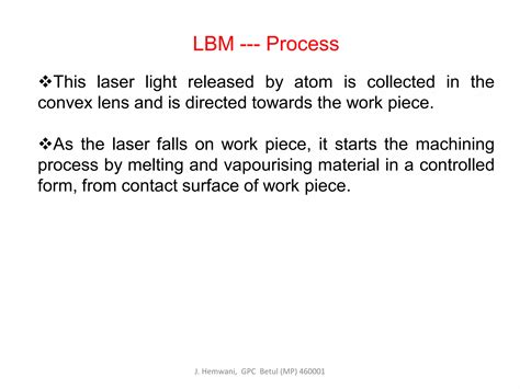 Laser Beam Machining Pdf Ppt