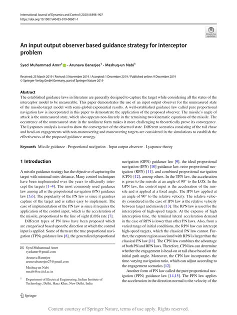 An Input Output Observer Based Guidance Strategy For Interceptor