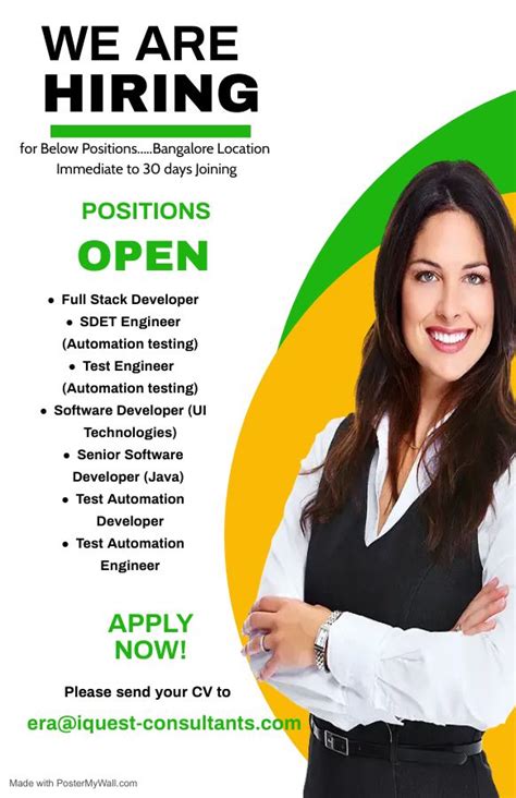 Iquest Management Consultants On Linkedin Were Hiring For The Position 1 Position Title