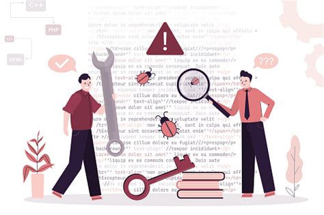 Programmer Tester Teamwork Of Male Characters Software Developers Finding Program Bugs And