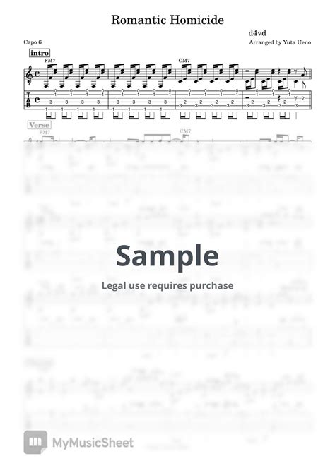 D4vd Romantic Homicide Fingerstyle Tab1 Staff By Yuta Ueno