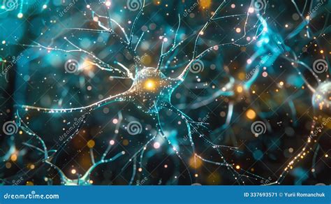 Close Up Of Neuron Cells Connecting Using Electrochemical Signal Transmission Royalty Free Stock