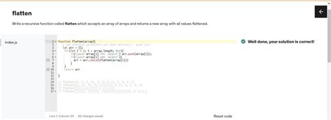 flattened an array with recursion r learnjavascript