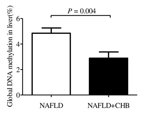 hepatic global dna methylation levels based on chronic hepatitis b