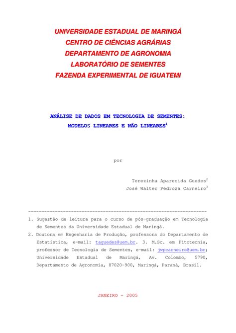 Pdf Data Analysis In Seed Technology Linear And Non Linear Models