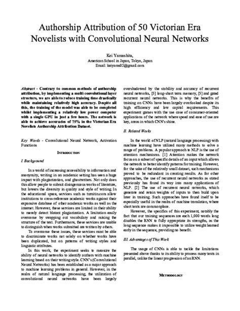 Pdf Authorship Attribution Of 50 Victorian Era Novelists With Convolutional Neural Networks