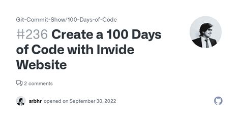 Create A 100 Days Of Code With Invide Website Issue 236 Git Commit