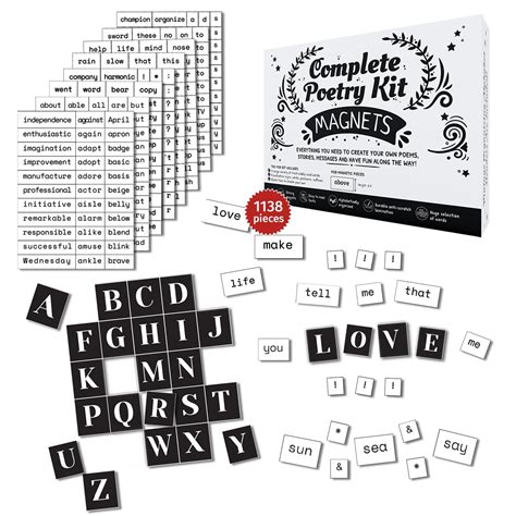 1138 Pcs Complete Poetry Magnets Kit Word Magnet For