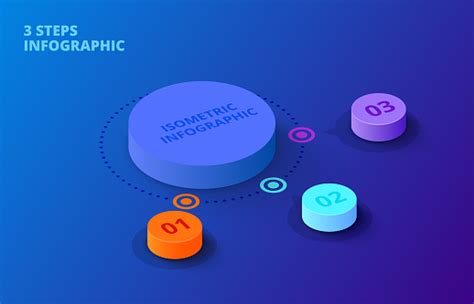 진한 파란색 배경의 벡터 3d 그라데이션 원통입니다 프레젠테이션을 위한 비즈니스 템플릿입니다 3단계 옵션 부품 또는 프로세스를