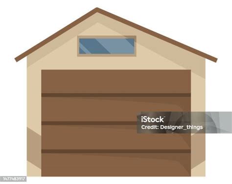 차고 문 아이콘입니다 자동차 집 보관을 위한 롤 만화 차고 기계식 또는 자동 제어 시스템이있는 금속 입구 흰색 바탕에 벡터 그림 창고 셔터 0명에 대한 스톡 벡터 아트 및